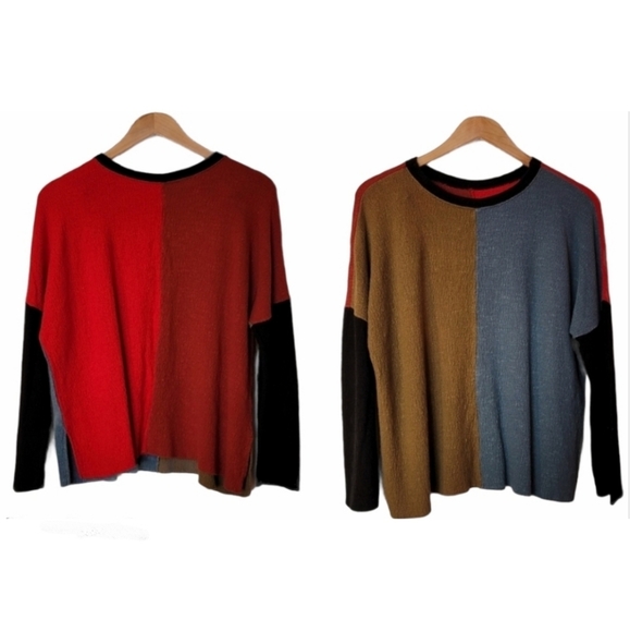 Tops | Vintage Colorblock Top Large Red Blue Green Black Y2k | Poshmark